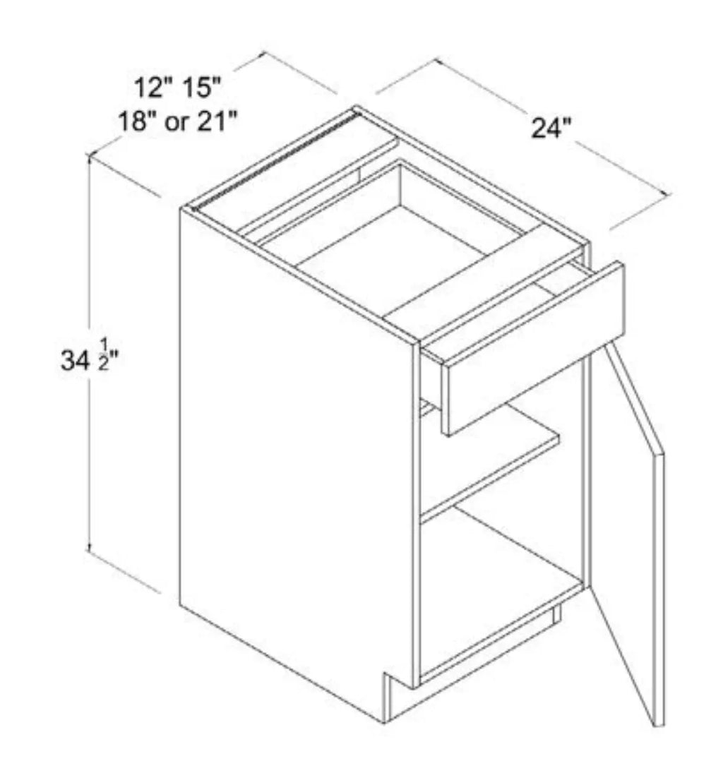 One Door One Drawer Base Cabinet 12"-21" - Modern Lite - Cabinet Sales ...