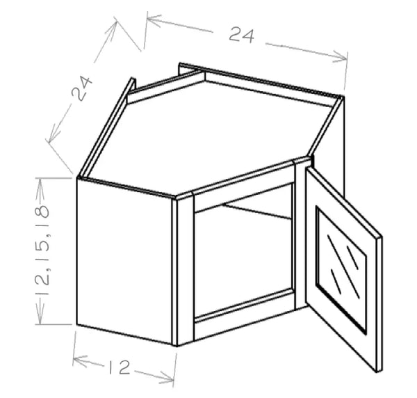 Diagonal Glass Door 15&18"H Wall Cabinet - Ultimate | Cabinet Sales Center